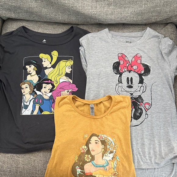 Disney | Tops | Disney Princess And Minnie Mouse Tshirt Trio Black Gray ...